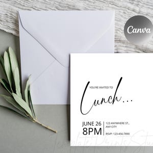 Square Lunch Invitation Template Editable, Printable Minimalist ...