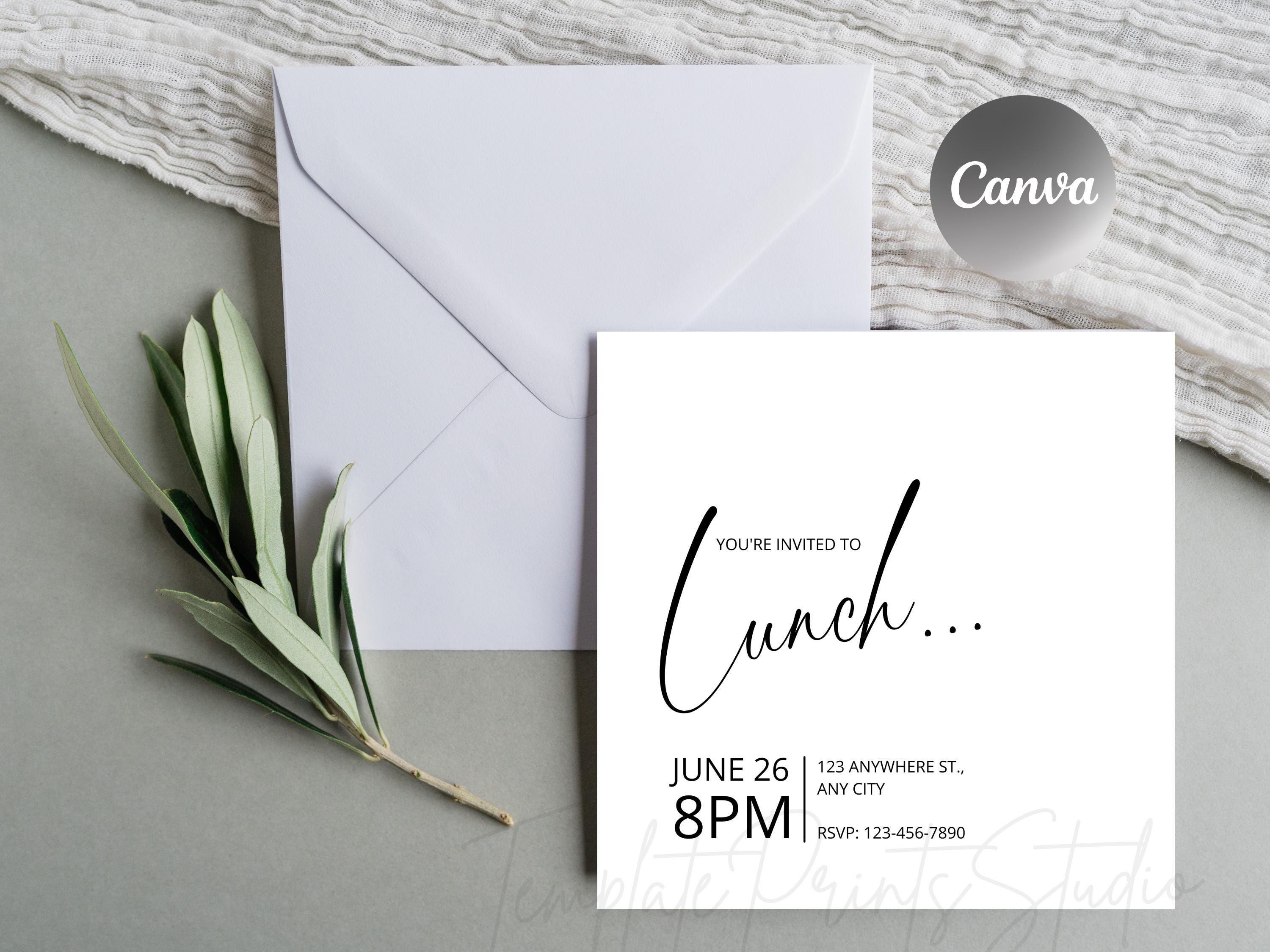 Square Lunch Invitation Template Editable, Printable Minimalist ...