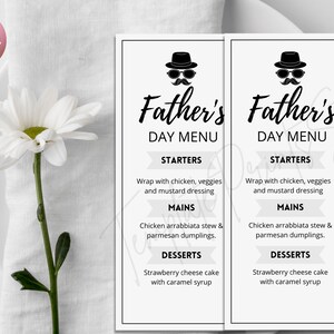 Father's Day Menu Template, Father's Day Brunch Menu Template, Editable ...