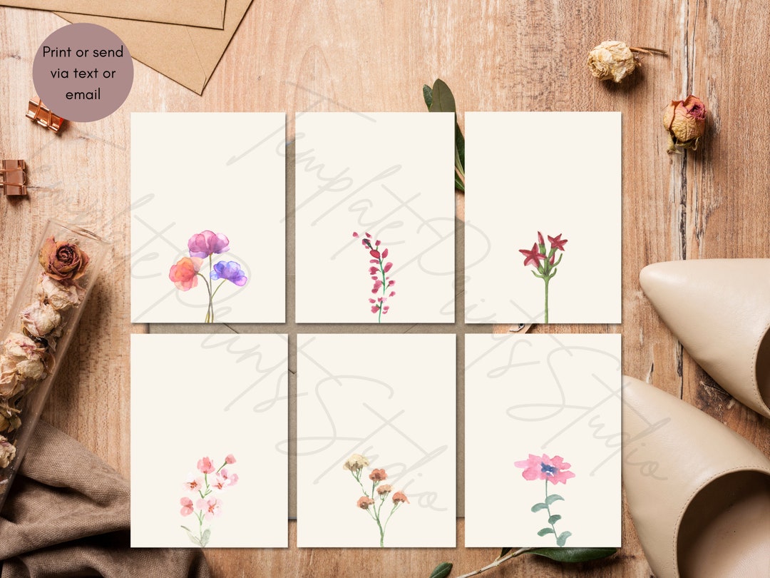 Illustrated Mini Postcards - A6 Size, Flower Illustration, Small Scenic ...
