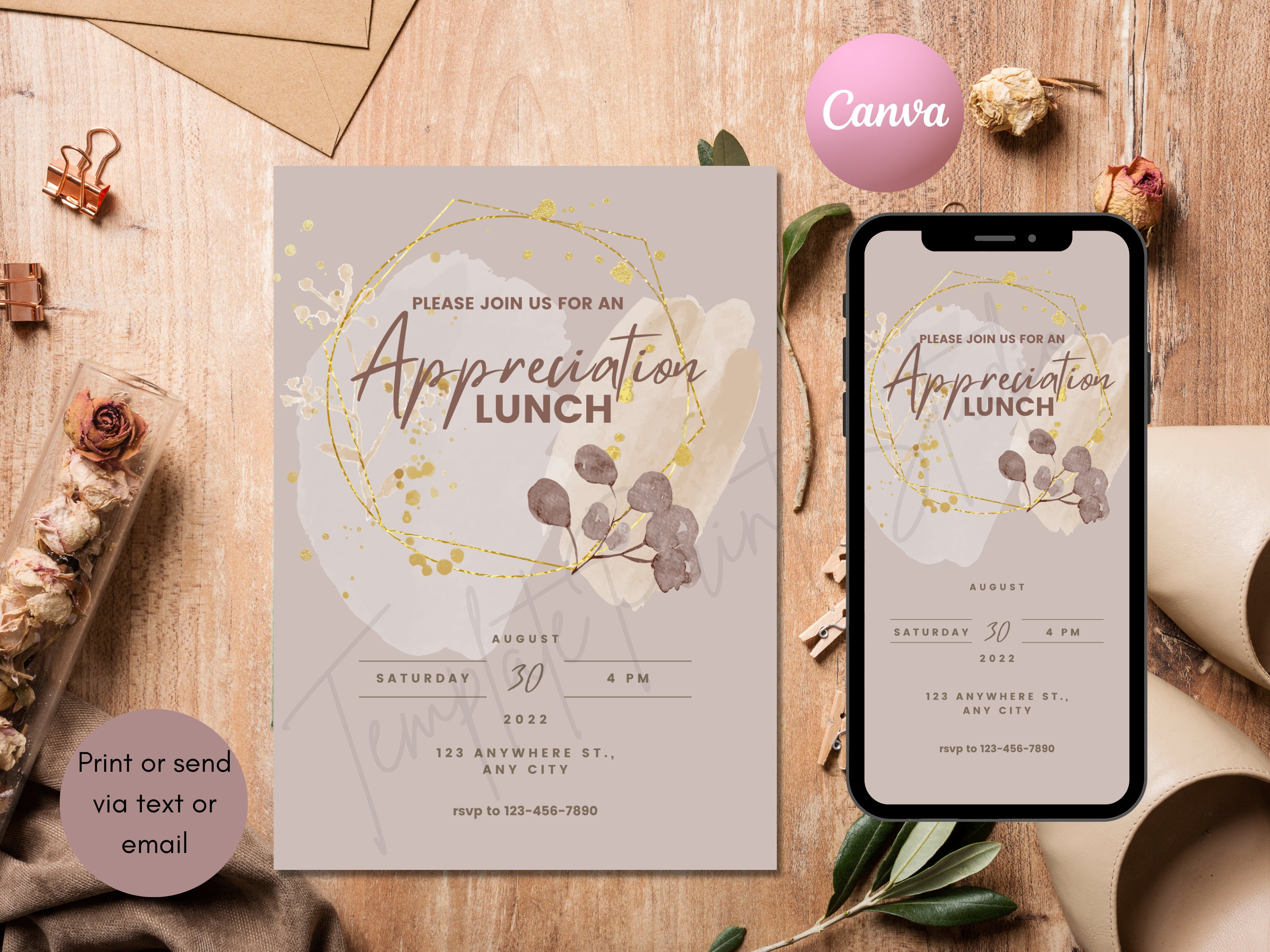 Editable Appreciation Invitation, Grateful Invitation Boho Printable ...