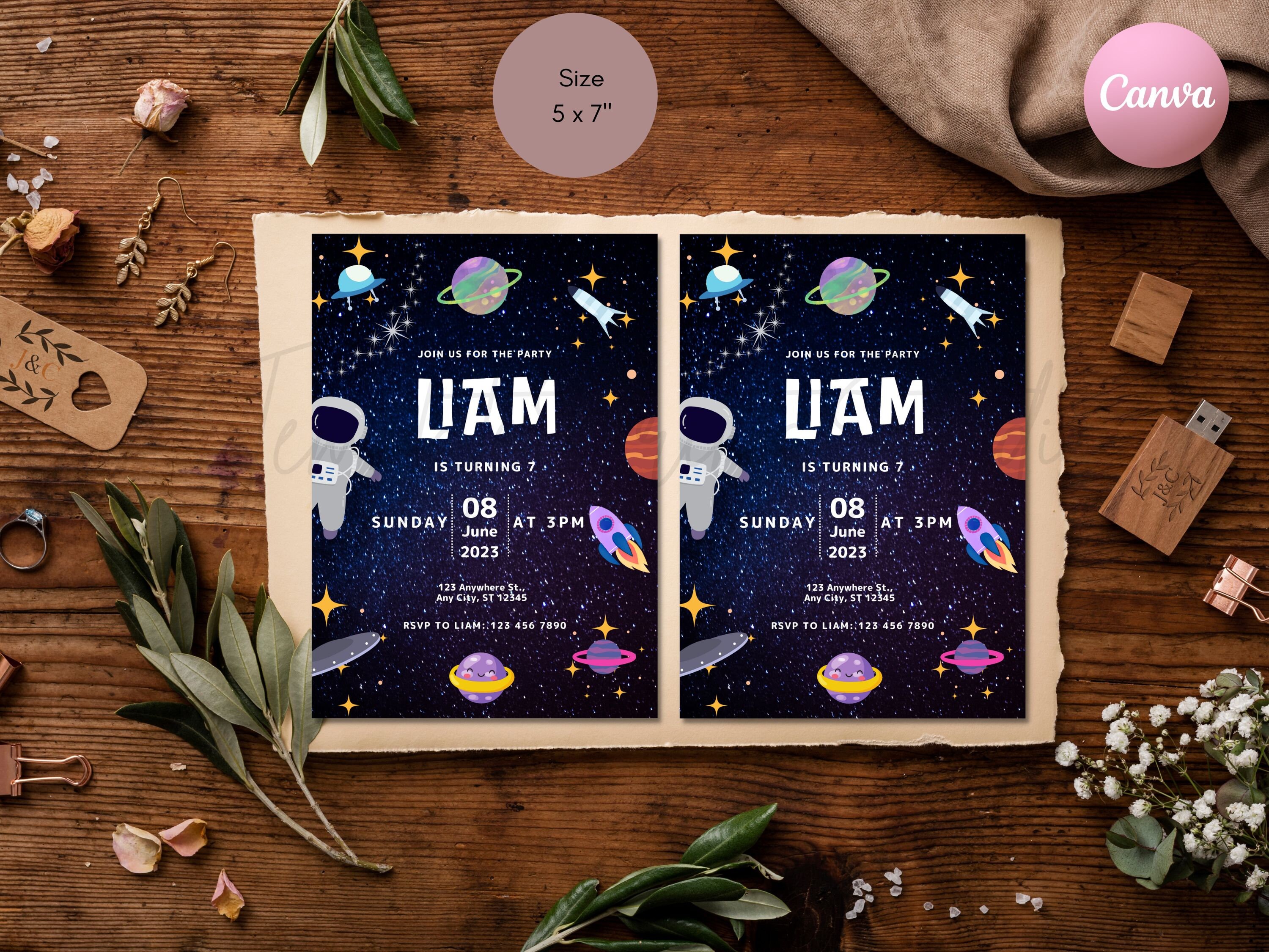 Plantilla de invitación de cumpleaños espacial, invitación espacial ...