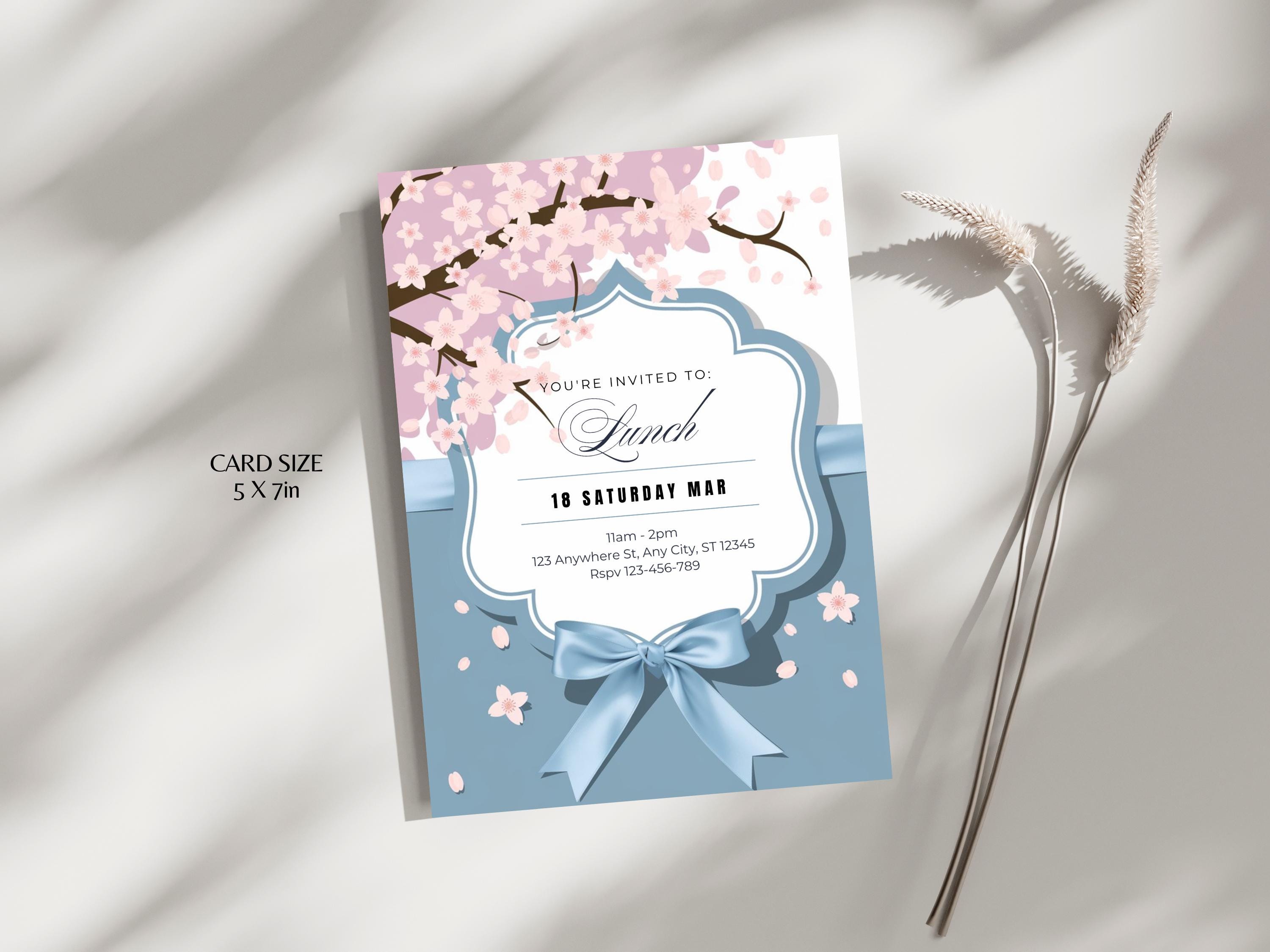 Spring Lunch Party Invitation Printable, Birthday Luncheon Invite ...