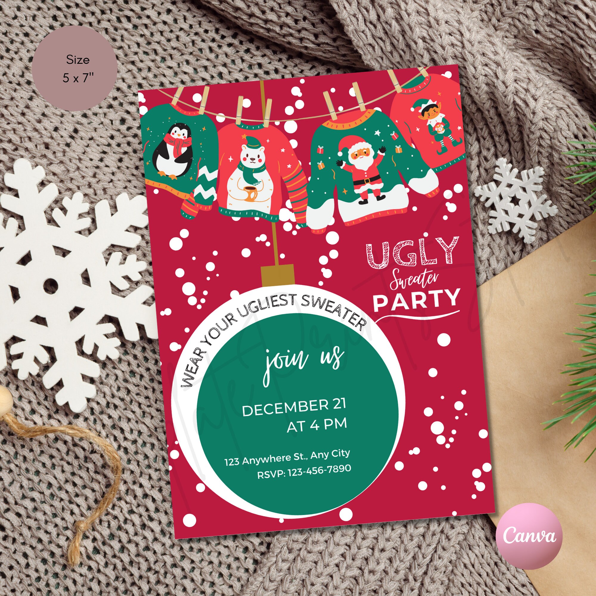 Editable Ugly Sweater Party Invitation Christmas Ugly Sweater - Etsy ...