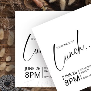Square Lunch Invitation Template Editable, Printable Minimalist ...