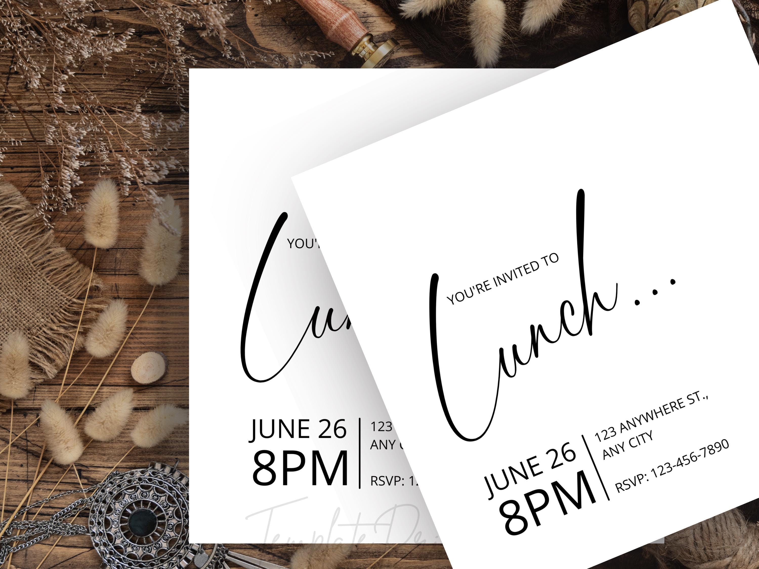 Square Lunch Invitation Template Editable, Printable Minimalist ...