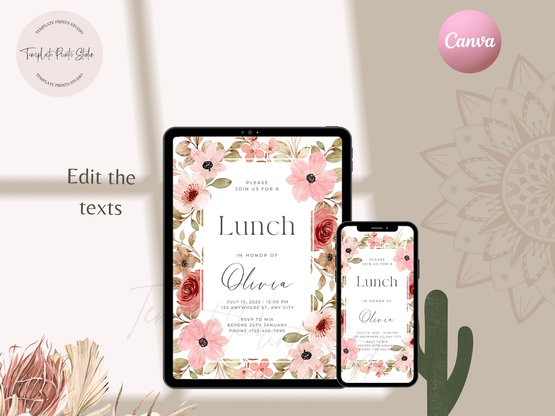 Let's Lunch Party Invitation Printable Ladies Birthday Luncheon Invite ...