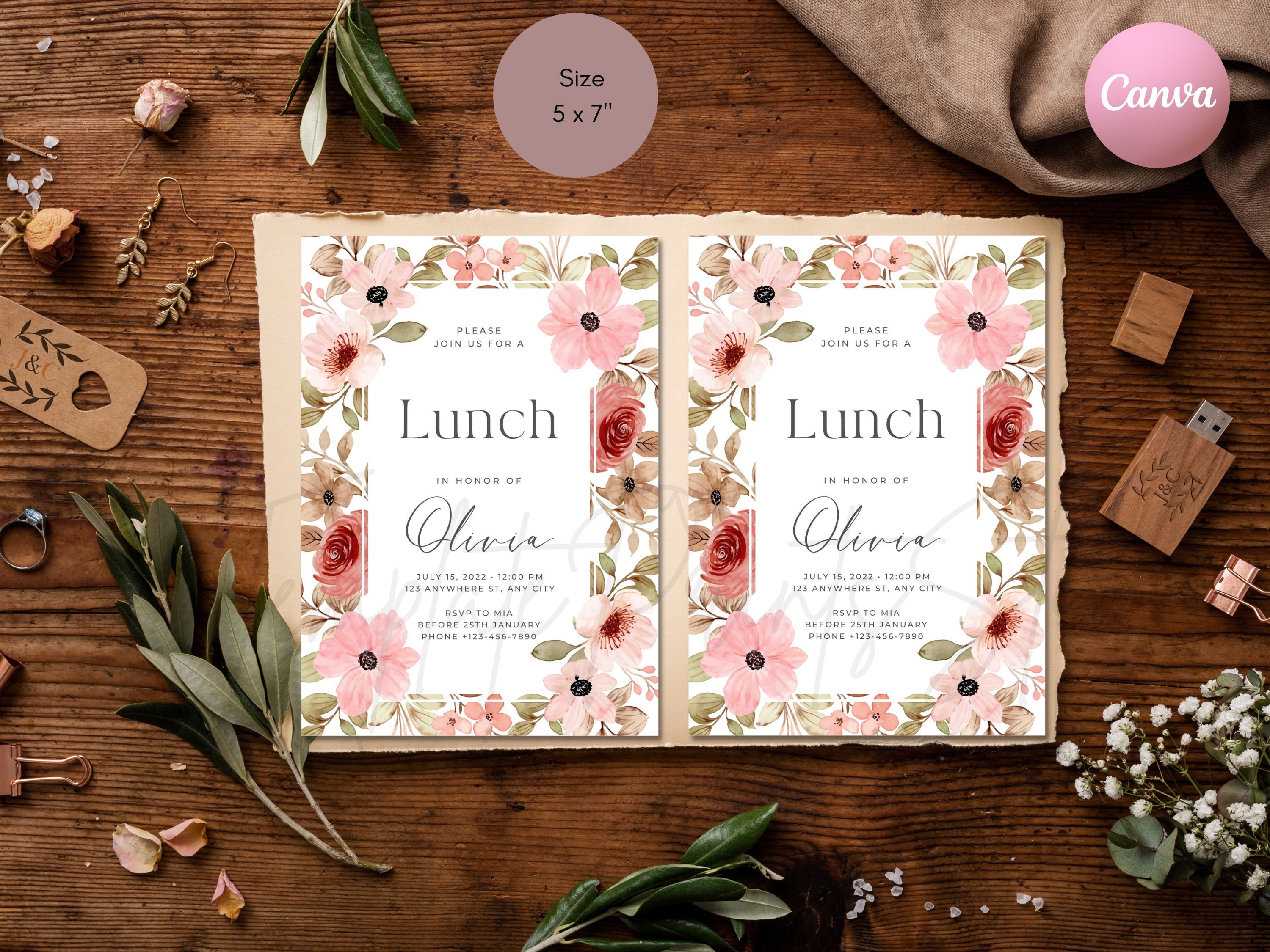 Let's Lunch Party Invitation Printable Ladies Birthday Luncheon Invite ...