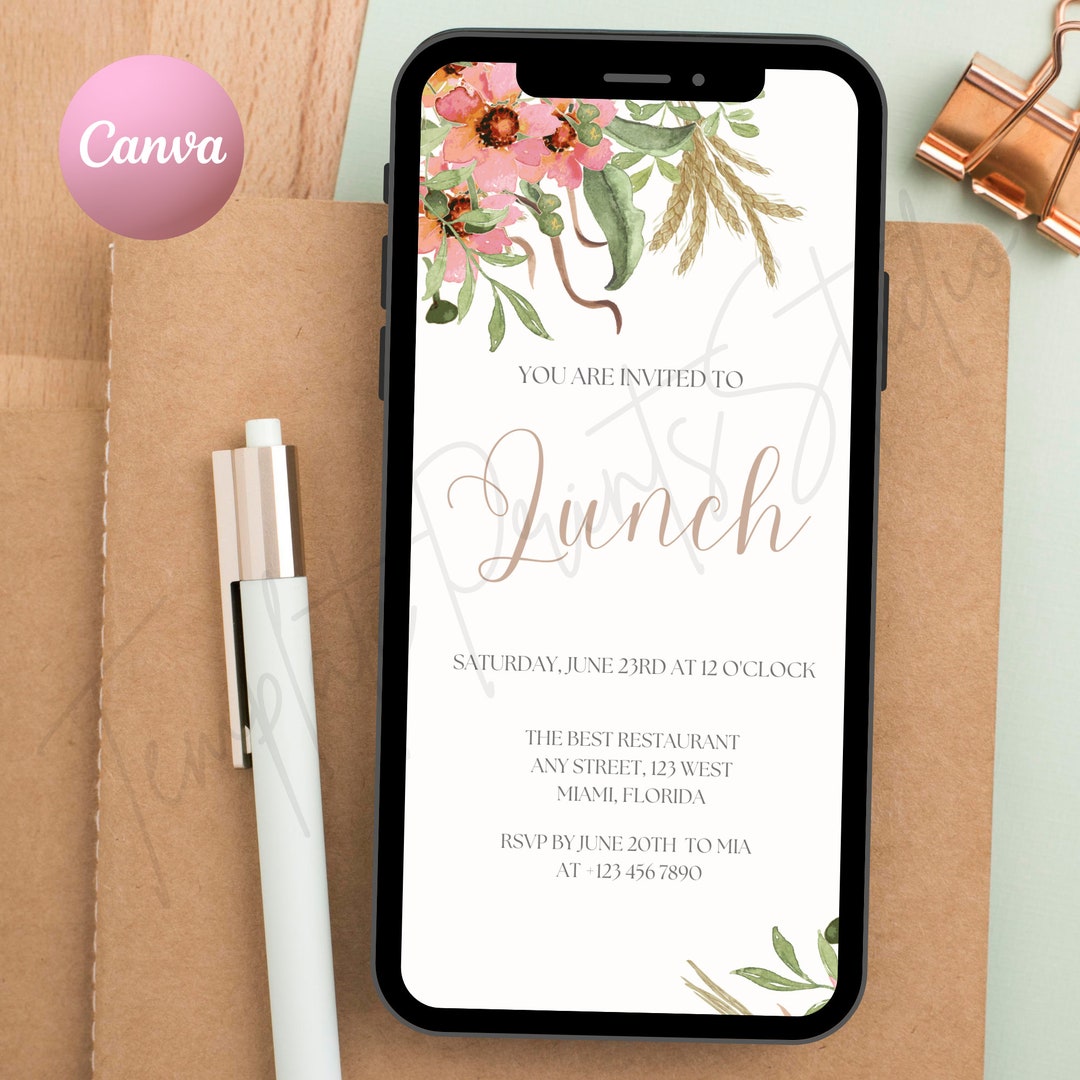 Custom Printable Lunch Invitation, Downloadable Luncheon Invitation ...