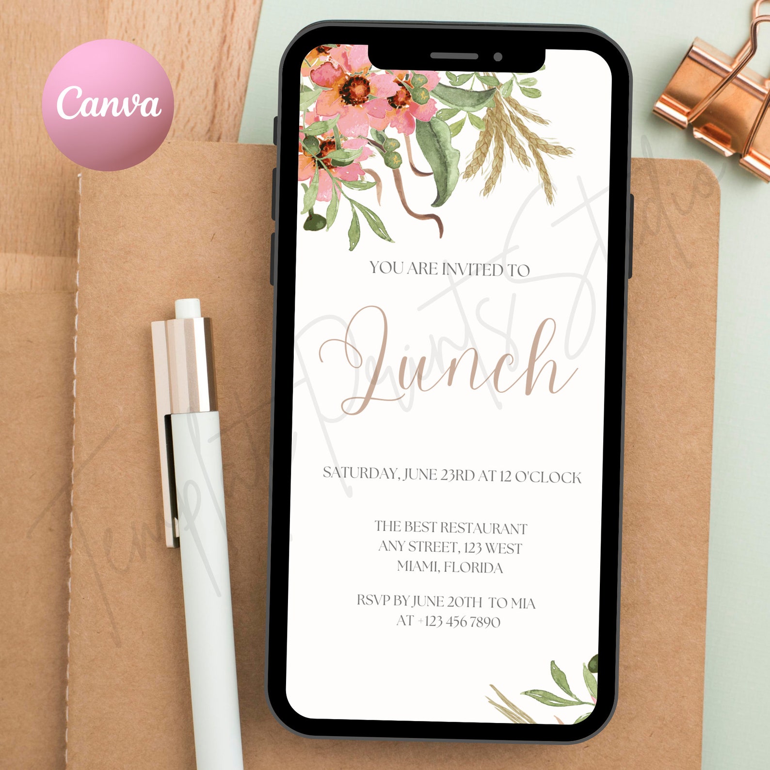 Custom Printable Lunch Invitation, Downloadable Luncheon Invitation ...