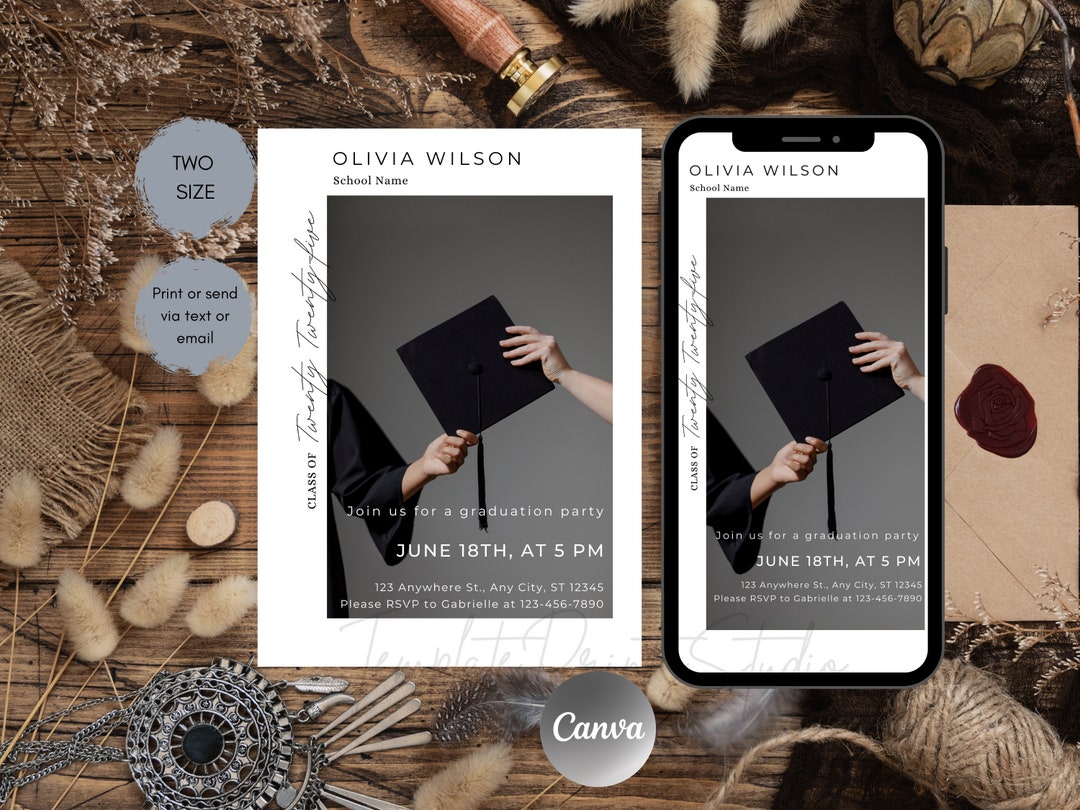 Editable Graduation Invitation Party, Kindergarten, High School ...