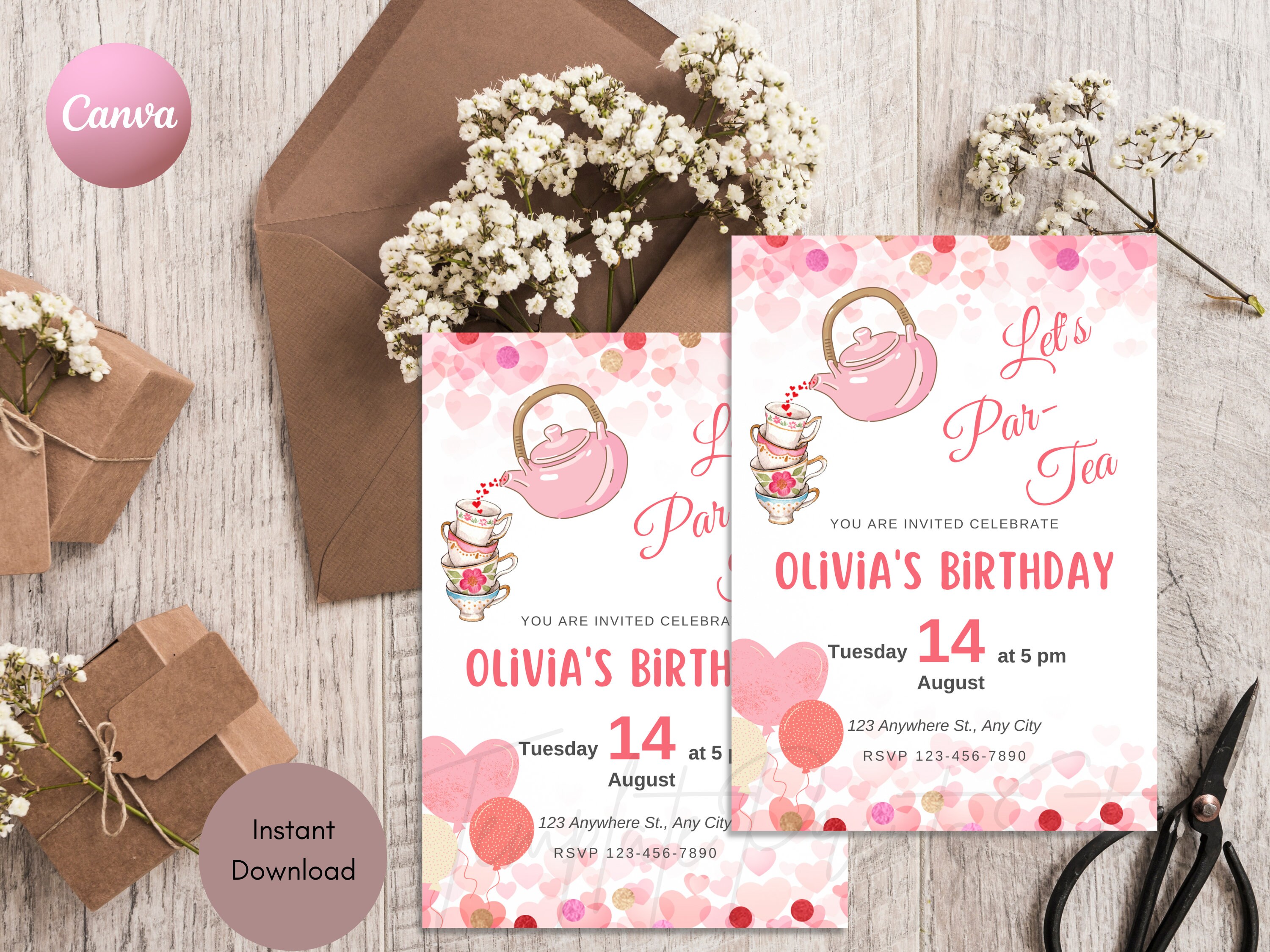 Editable Birthday Par-tee Invitation, Birthday Invite, Custom Birthday ...