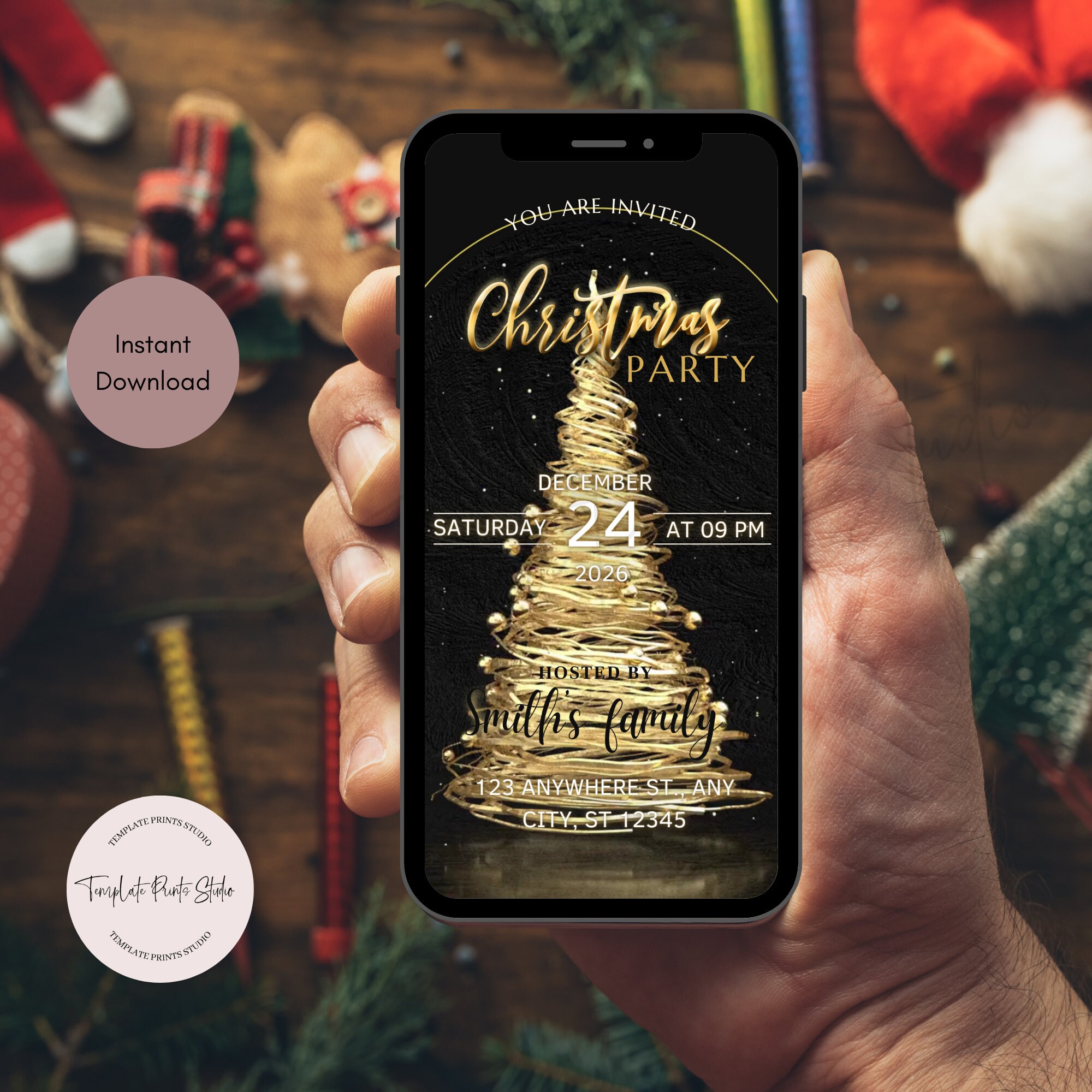 Digital Christmas Party Invitation, Animated Holiday Party Invite ...