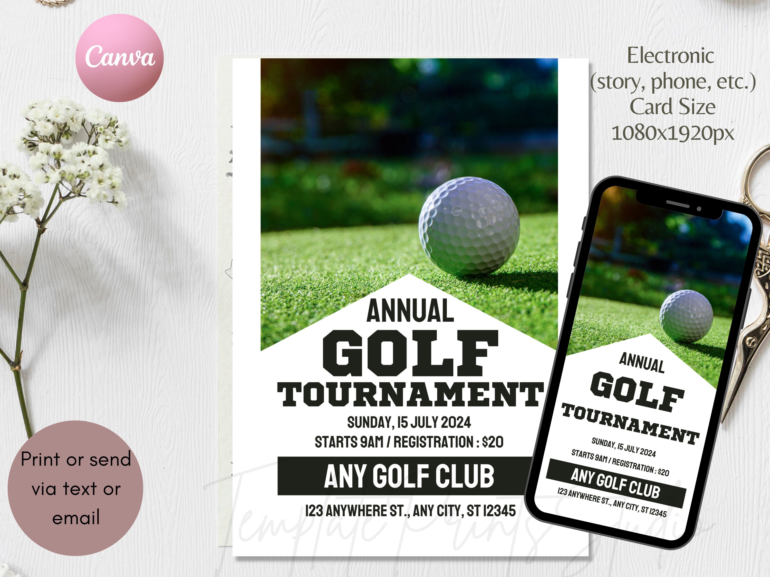 Annual Golf Tournament Invitation , Editable Annual Golf Party ...