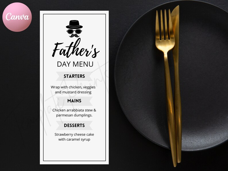 Father's Day Menu Template Father's Day Brunch Menu - Etsy