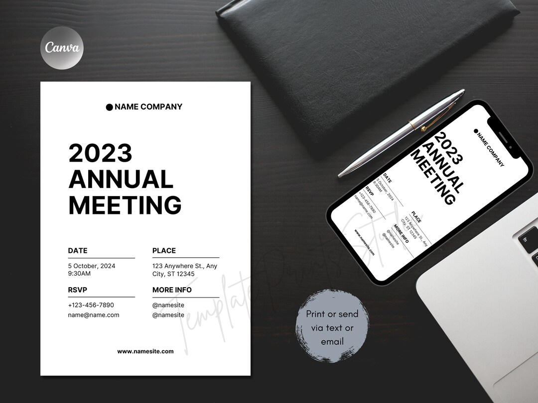 Annual Meeting Invite, Editable Annual Dinner Party, Printable Business ...