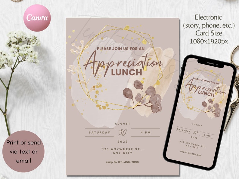 Editable Appreciation Invitation, Grateful Invitation Boho Printable ...