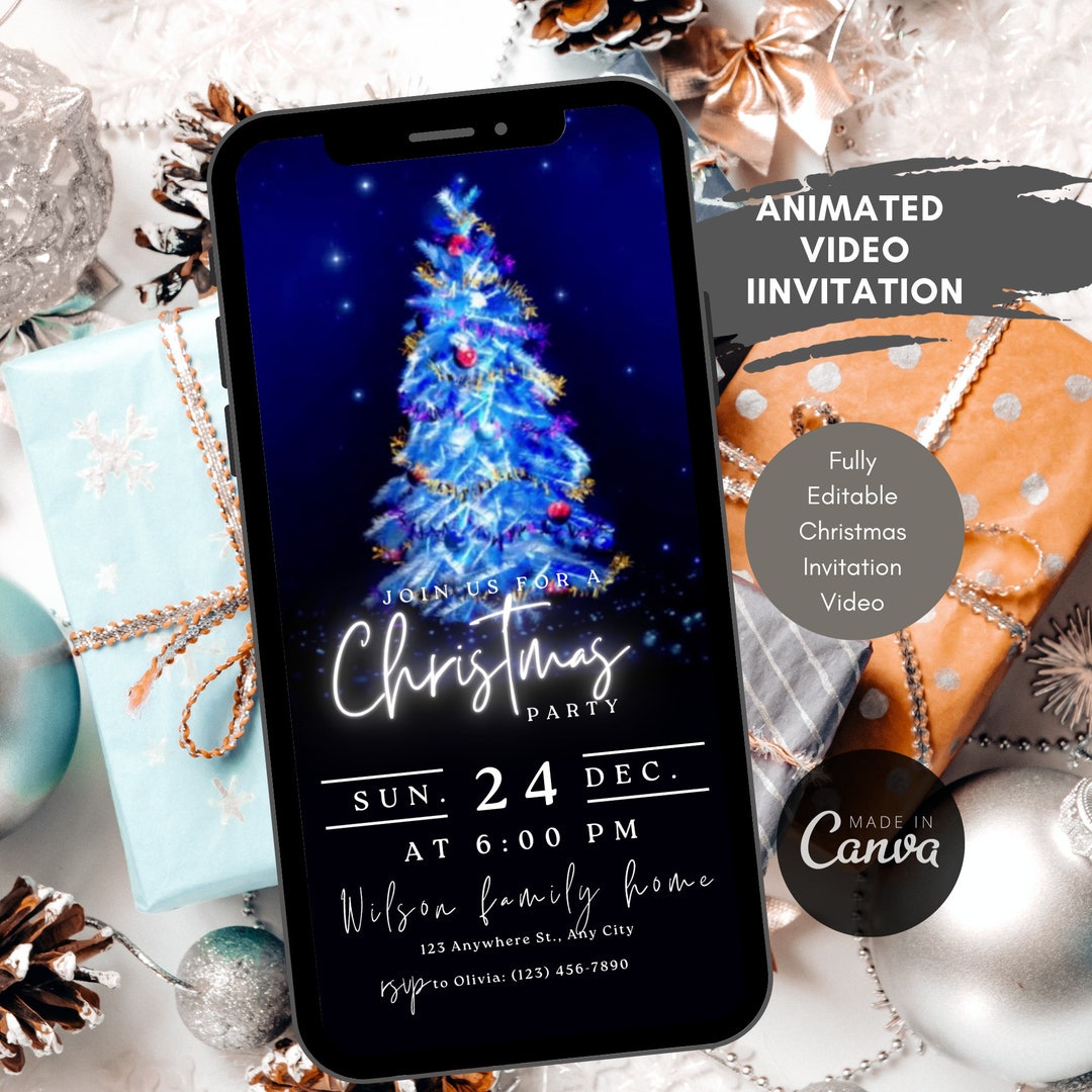 Animated Christmas Party Invitation, Digital Holiday Party Invite ...