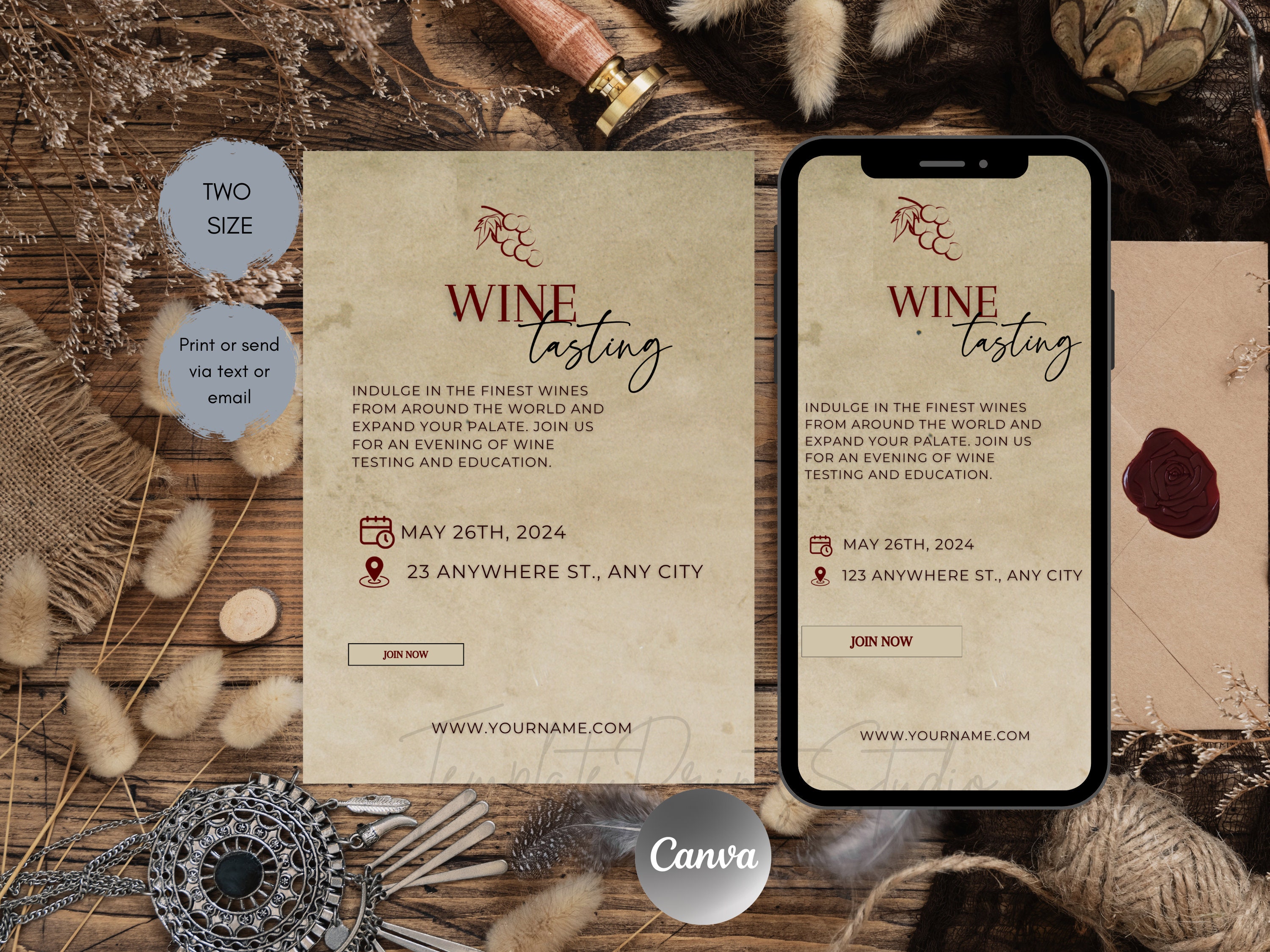 Wine Tasting Invitation Printable Template, Minimalist Editable ...