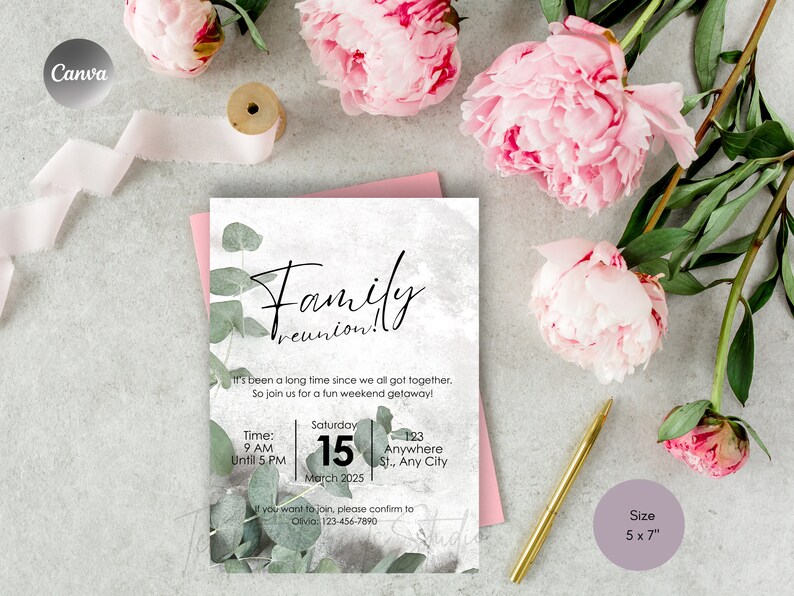 Family Reunion Invitation Printable, Simple Family Luncheon Invite ...