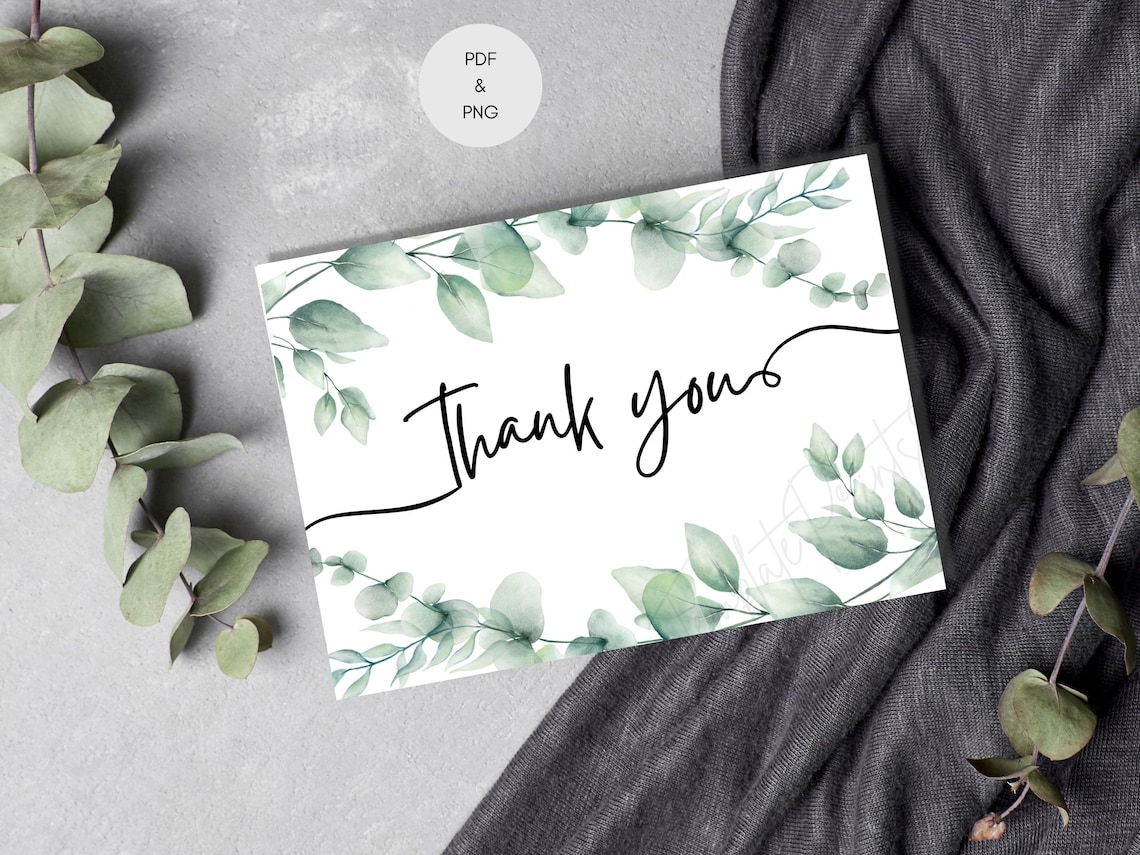 Printable Greenery Ready Thank You Card, Thank You for Your Support ...