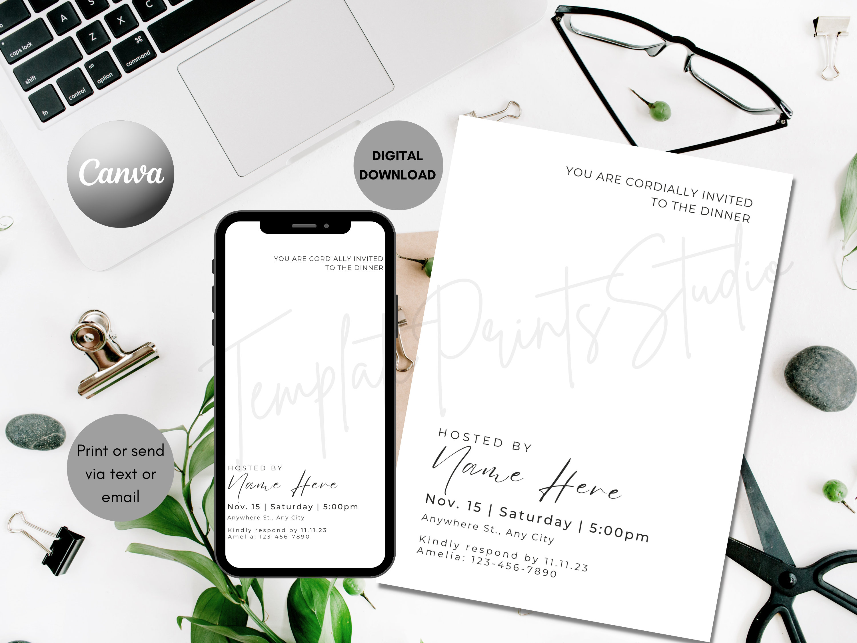 Minimal Business Invitation, Custom Digital Mobile Invite, Retirement ...