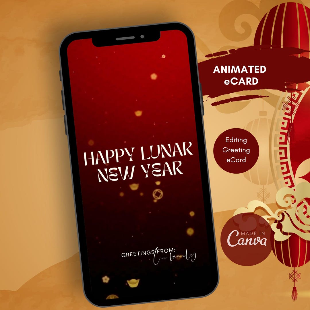 Animated Digital Chinese New Year Card Template, Editable Lunar New ...