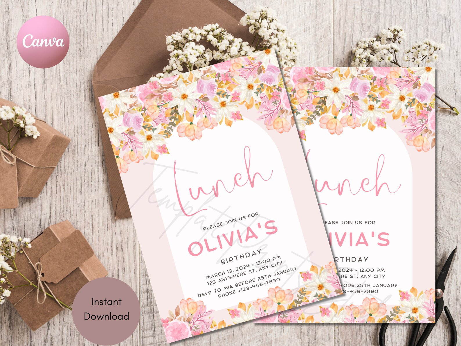 Let's Lunch Party Invitation Printable Ladies Birthday Luncheon Invite ...