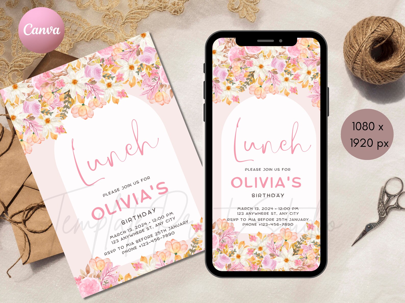 Let's Lunch Party Invitation Printable Ladies Birthday Luncheon Invite ...