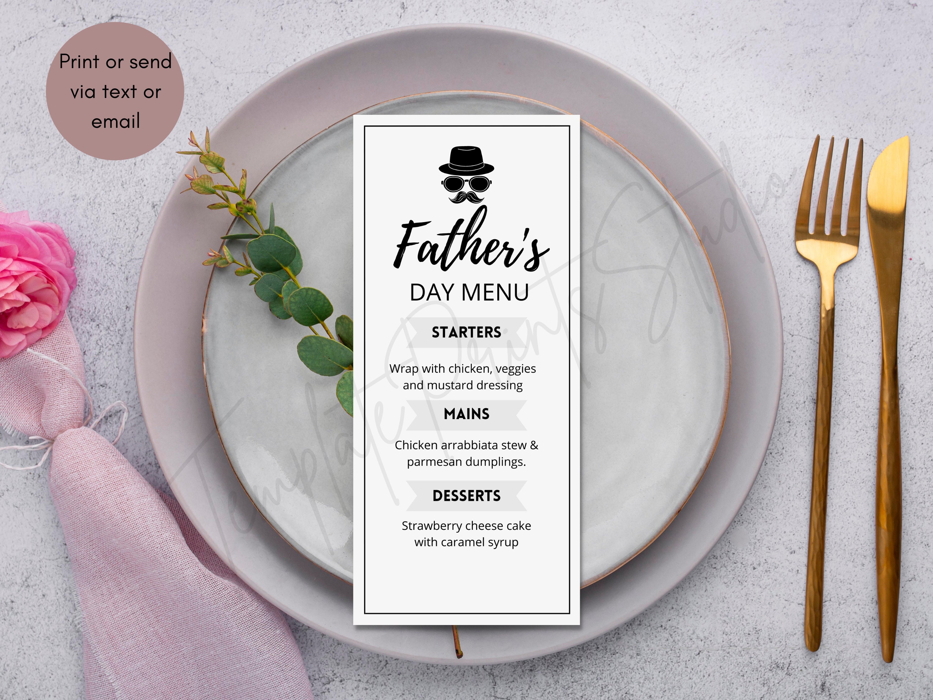 Father's Day Menu Template, Father's Day Brunch Menu Template, Editable ...