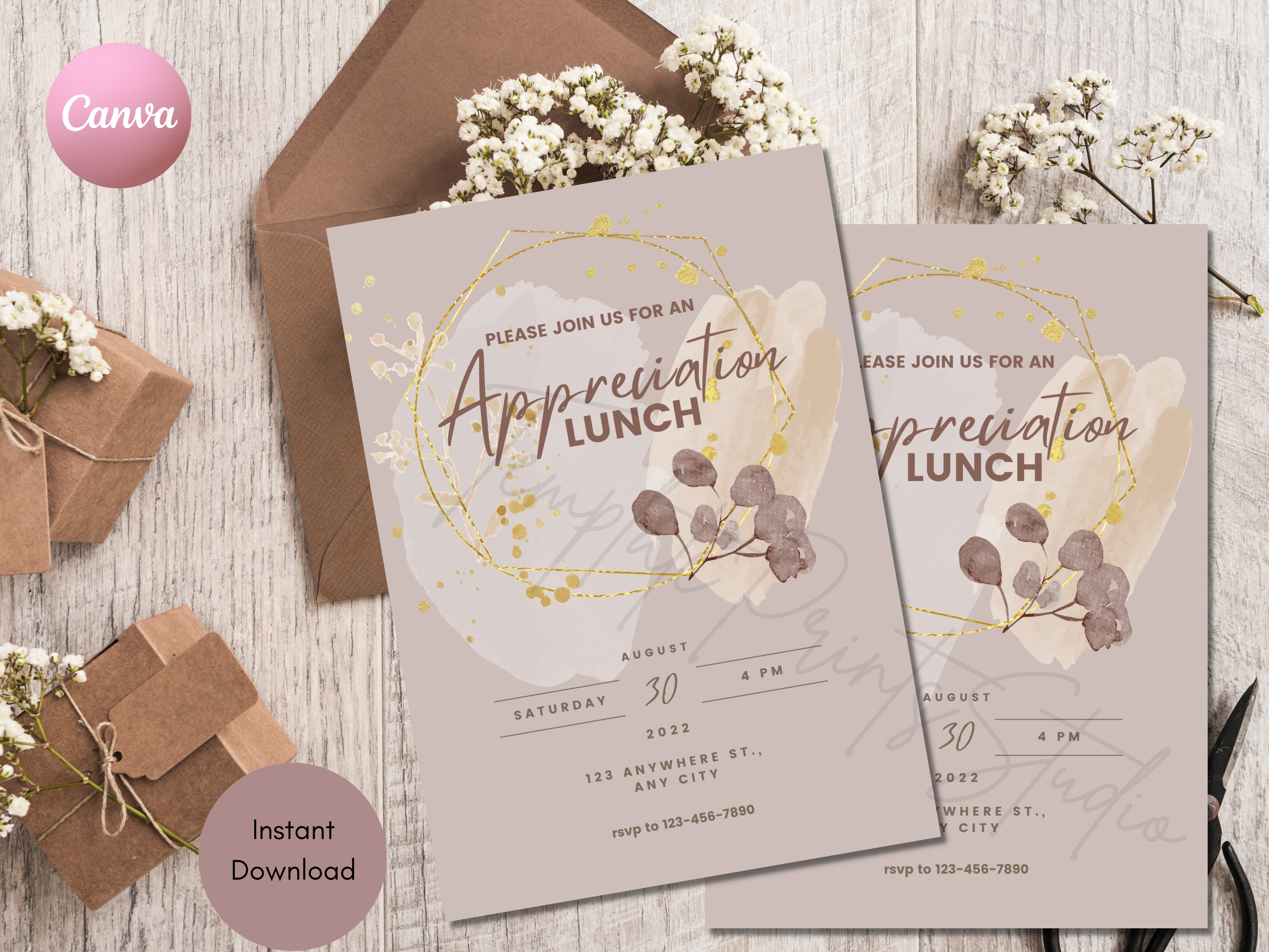 Editable Appreciation Invitation, Grateful Invitation Boho Printable ...
