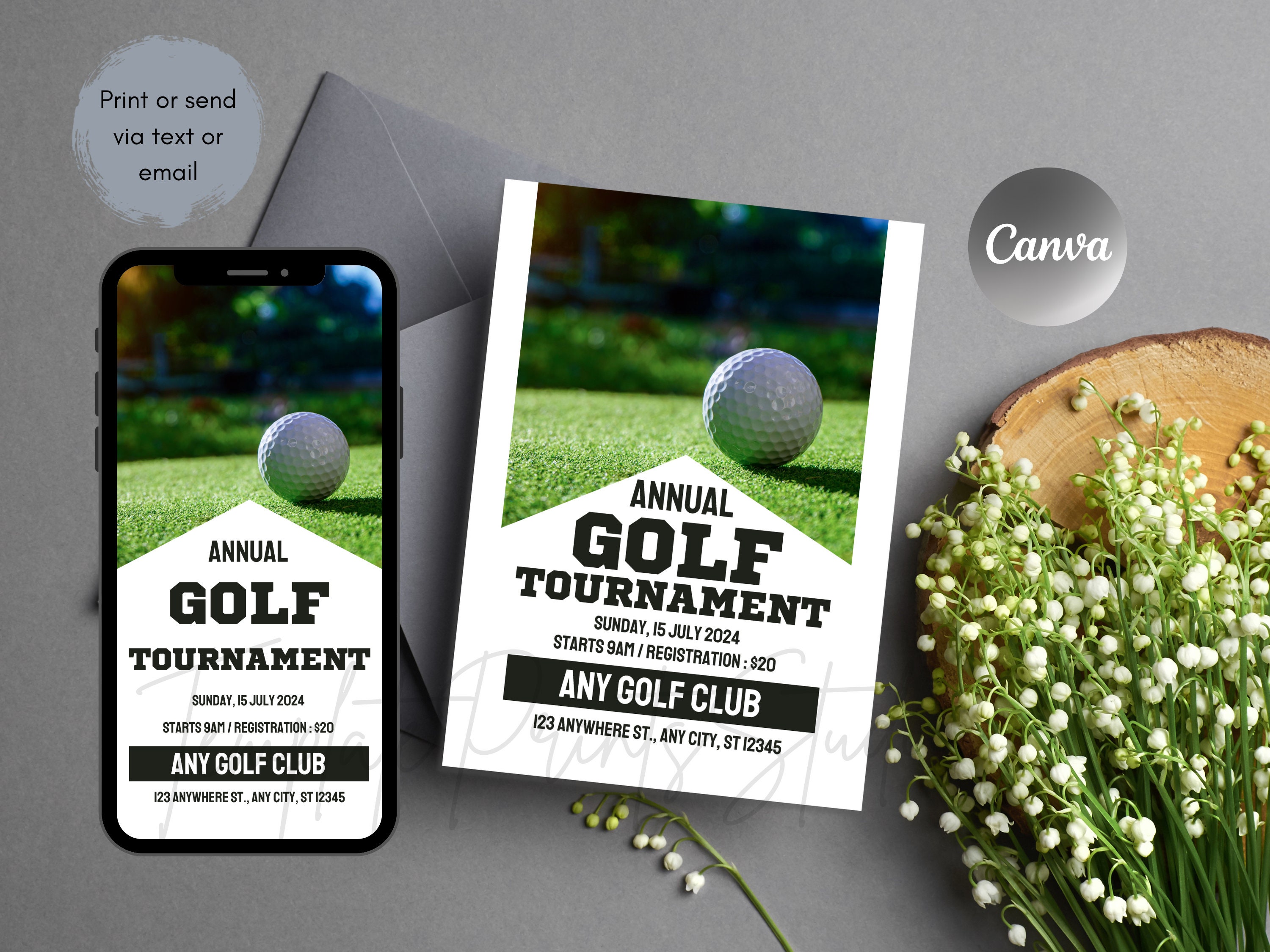 Annual Golf Tournament Invitation , Editable Annual Golf Party ...
