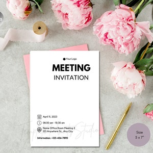 Meeting Invitation, Work Meeting Minimal Business Invitation, Custom ...