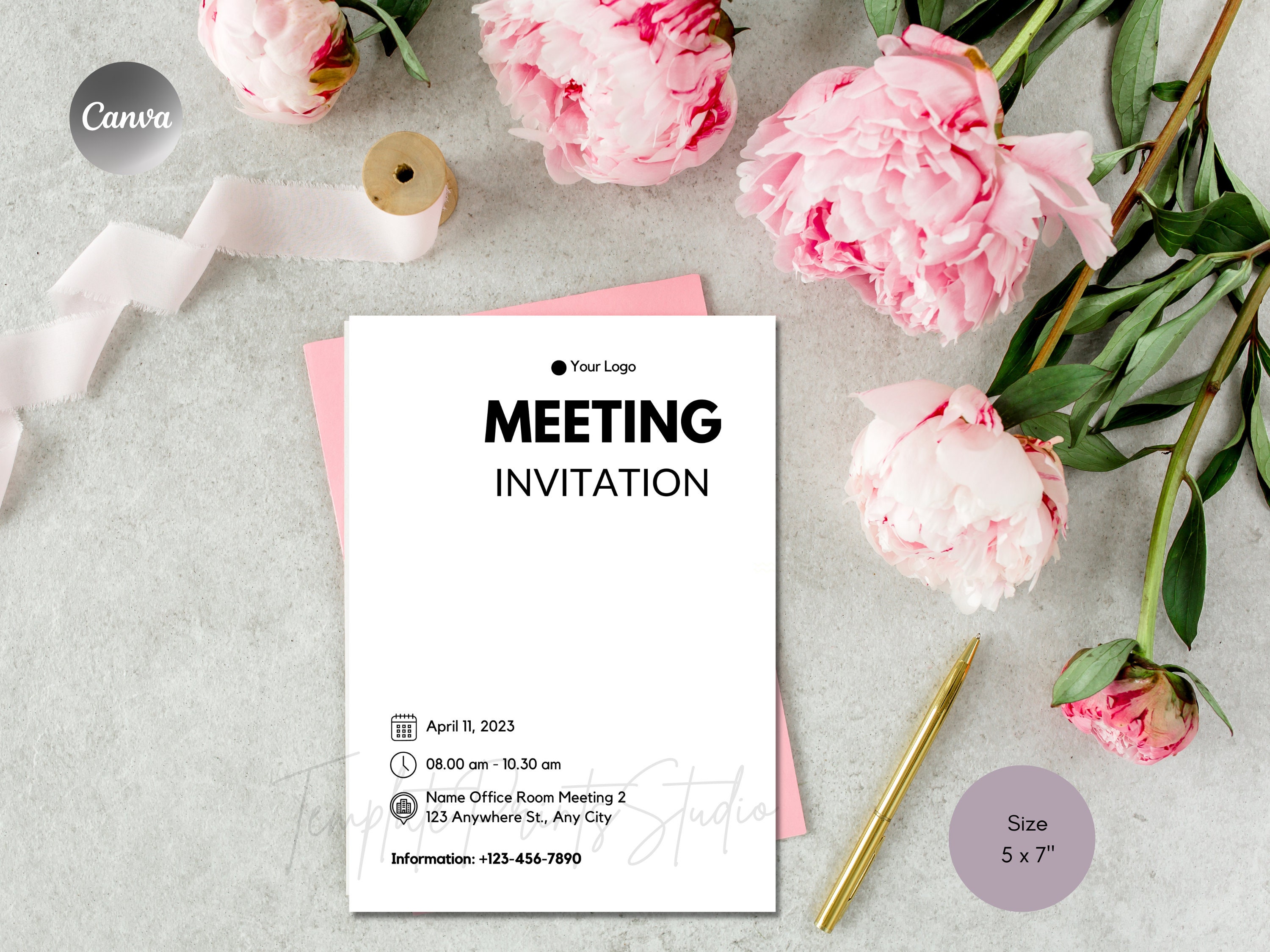 Meeting Invitation, Work Meeting Minimal Business Invitation, Custom ...
