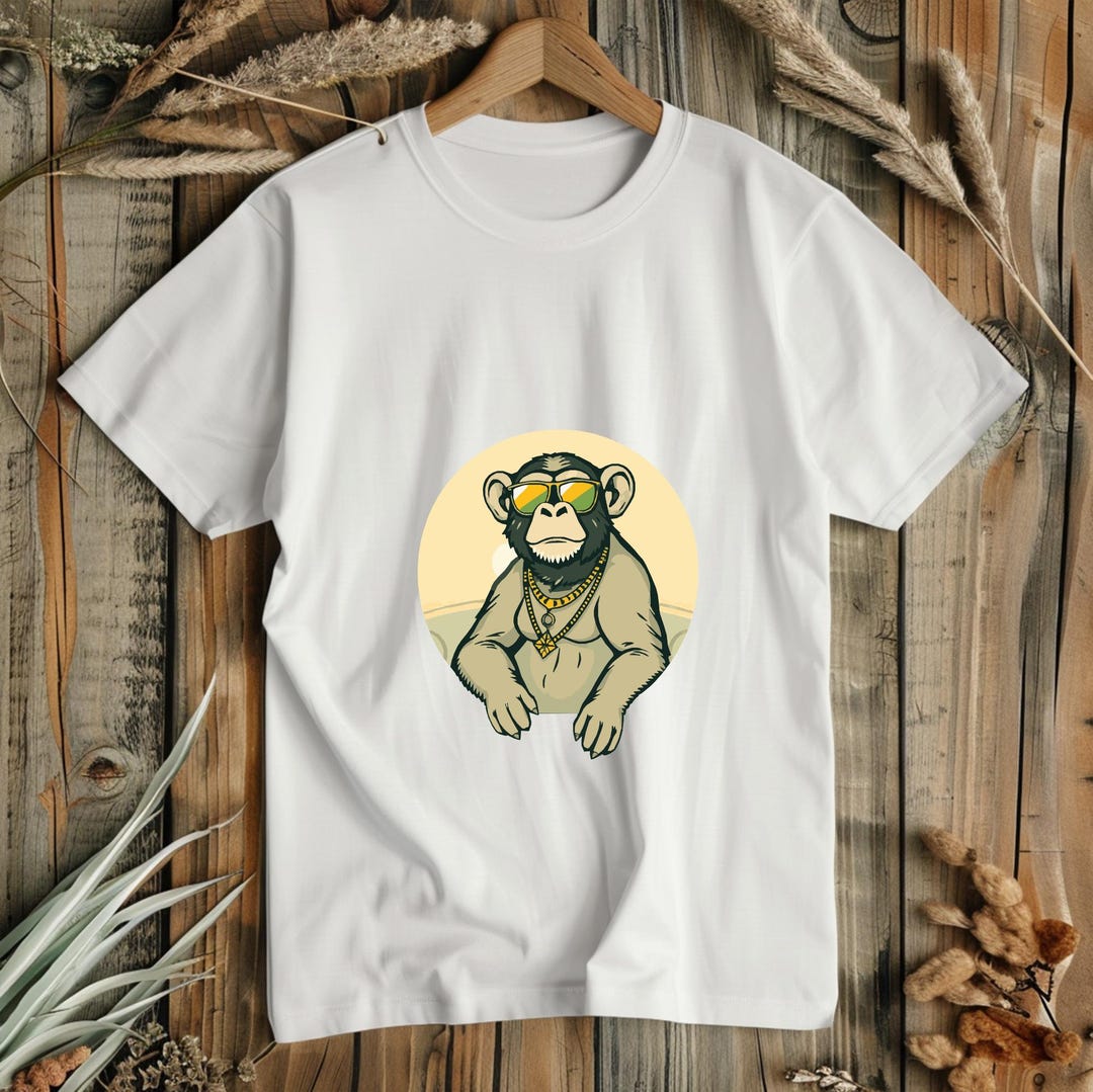 Stylish Digital Chimp Clipart Funny Monkey Graphic for Teen Posters ...