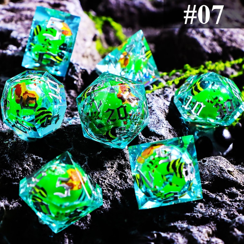 Jade Green Liquid Core Dnd Dice Set for Role Playing Games, Full ...