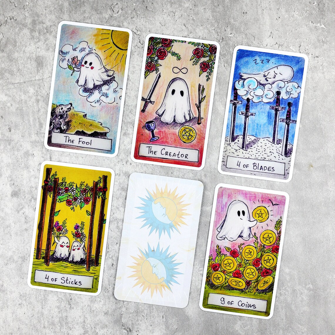Cute Ghost Tarot Inverted Ghost Tarot Funny Tarot - Etsy