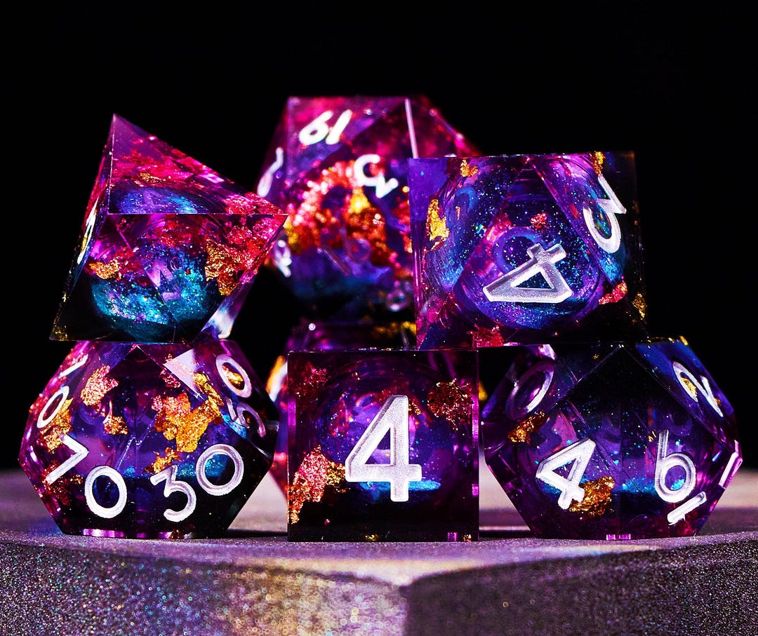 Dark Red Galaxy Liquid Core Dnd Dice Set for D&D Gifts, Full Dungeons ...