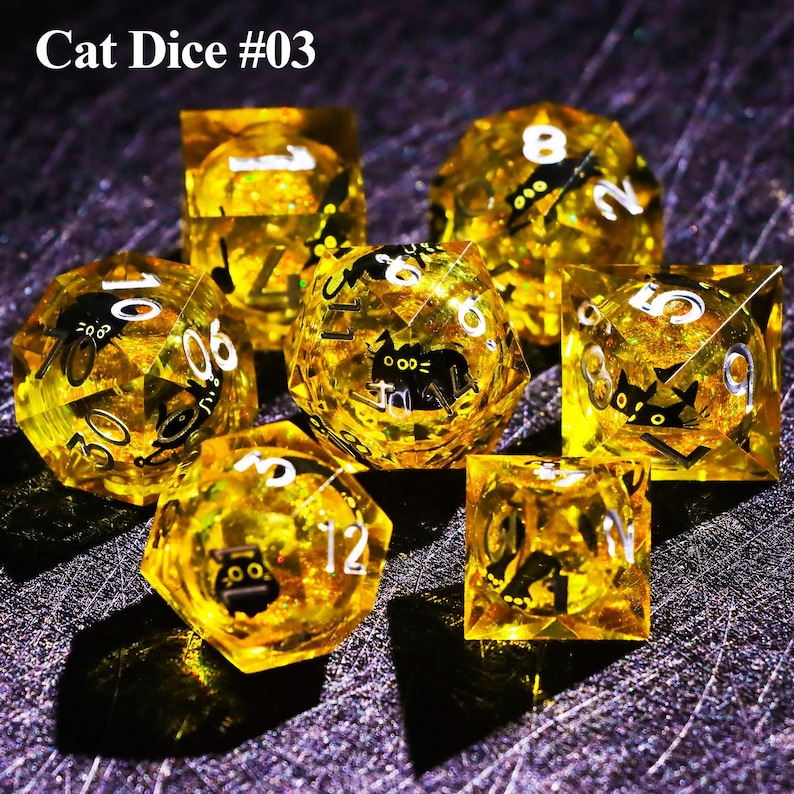 Crystal Cat Liquid Core Dnd Dice Set for Role Playing Games, Galaxy ...