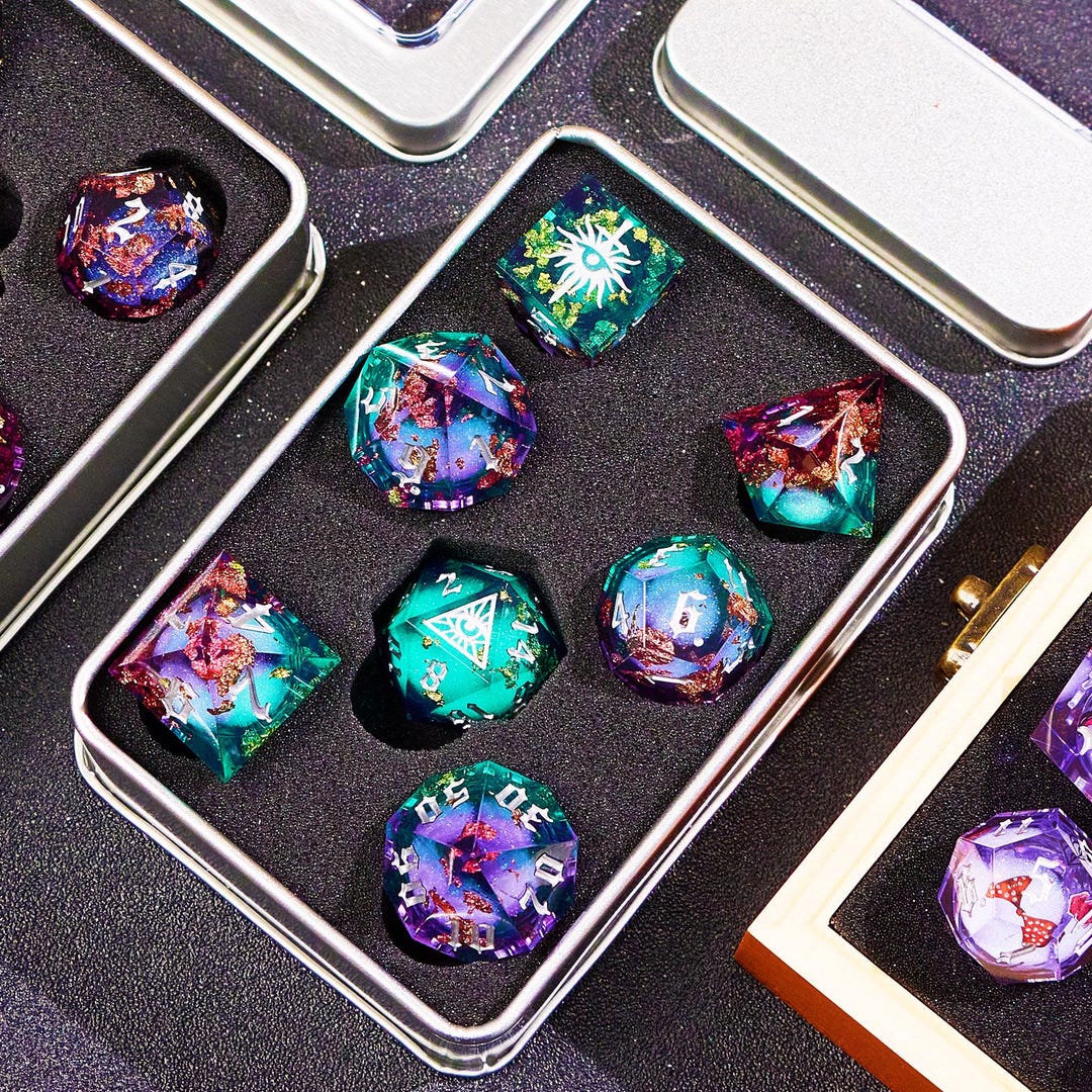 Full Mysterious Eye Liquid Core Dnd Dice Set for D&D Gifts, Full ...