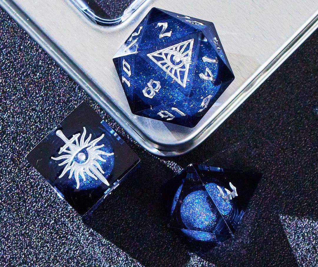 Dark Blue Liquid Core Dnd Dice Set for D&D Gifts, America Flag Dungeons ...