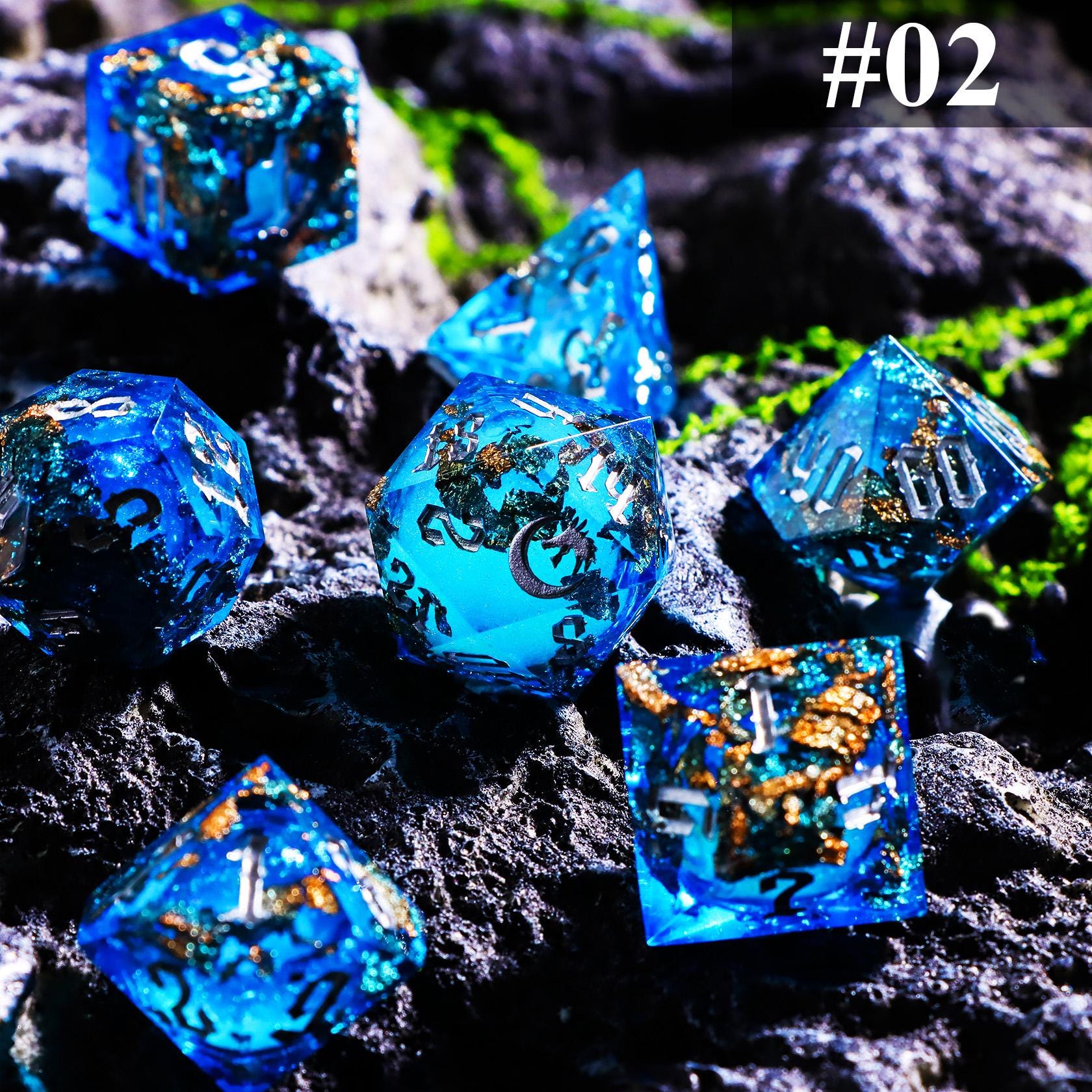 Jade Green Liquid Core Dnd Dice Set for Role Playing Games, Full ...