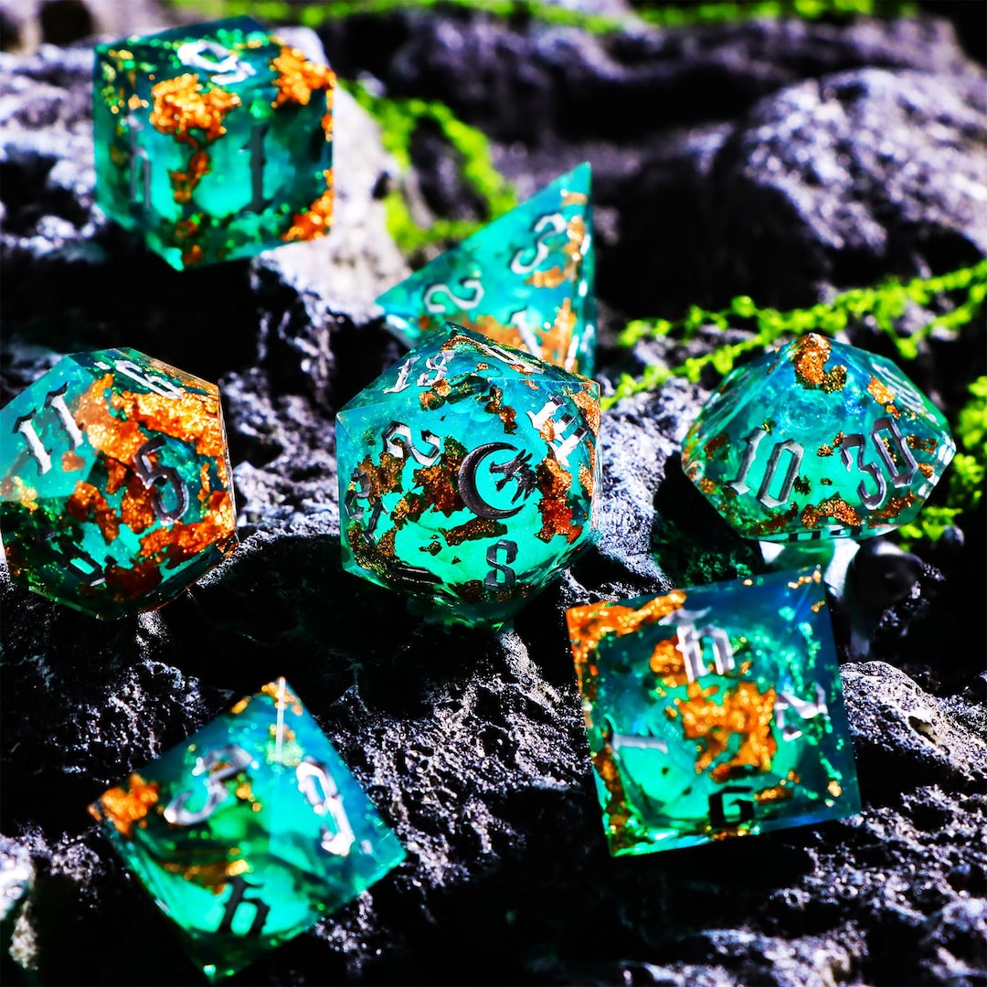 Jade Green Liquid Core Dnd Dice Set for Role Playing Games, Full ...