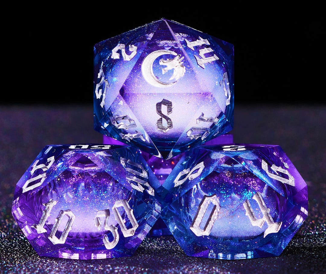 Dark Galaxy Liquid Core Dice Set With Nice Balance, D20 Available ...