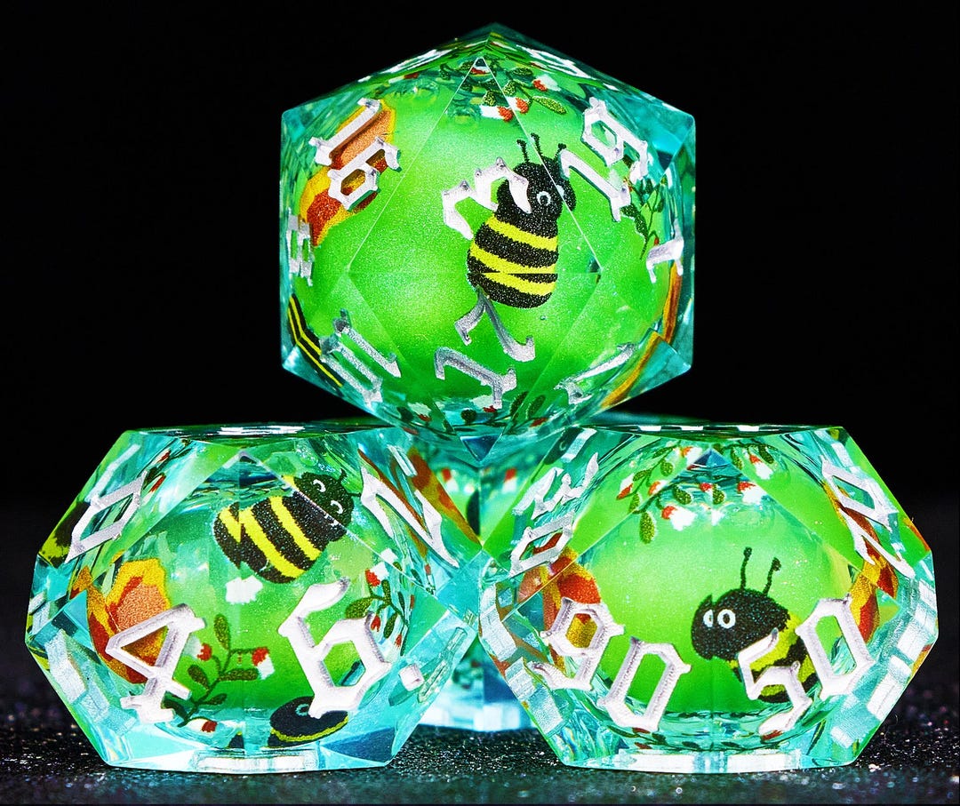 Cute Bee Liquid Core Dnd Dice Set for Role Playing Games, Galaxy ...