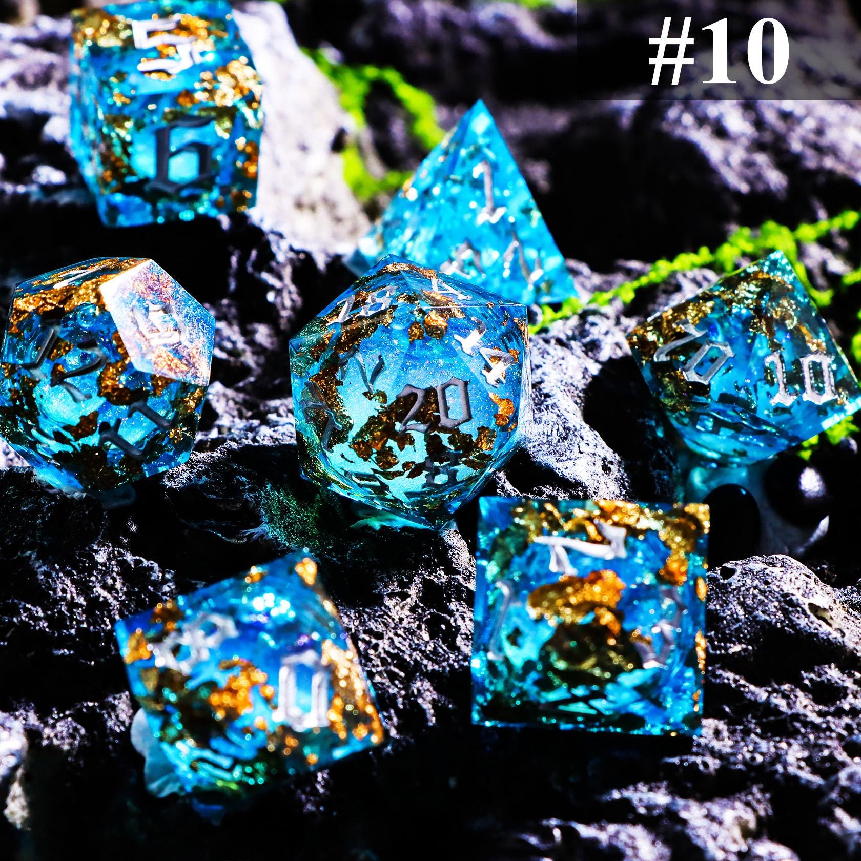 Jade Green Liquid Core Dnd Dice Set for Role Playing Games, Full ...