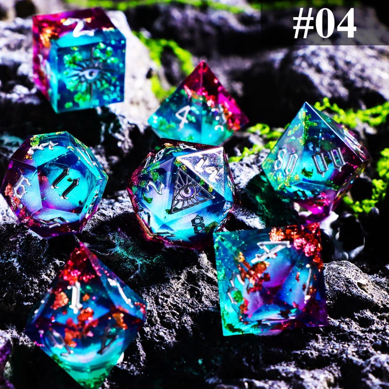 Jade Green Liquid Core Dnd Dice Set for Role Playing Games, Full ...