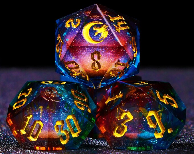 Galaxy Dice Set DND, Resin Sharp Edge Dice, Handmade Polyhedral Dice ...