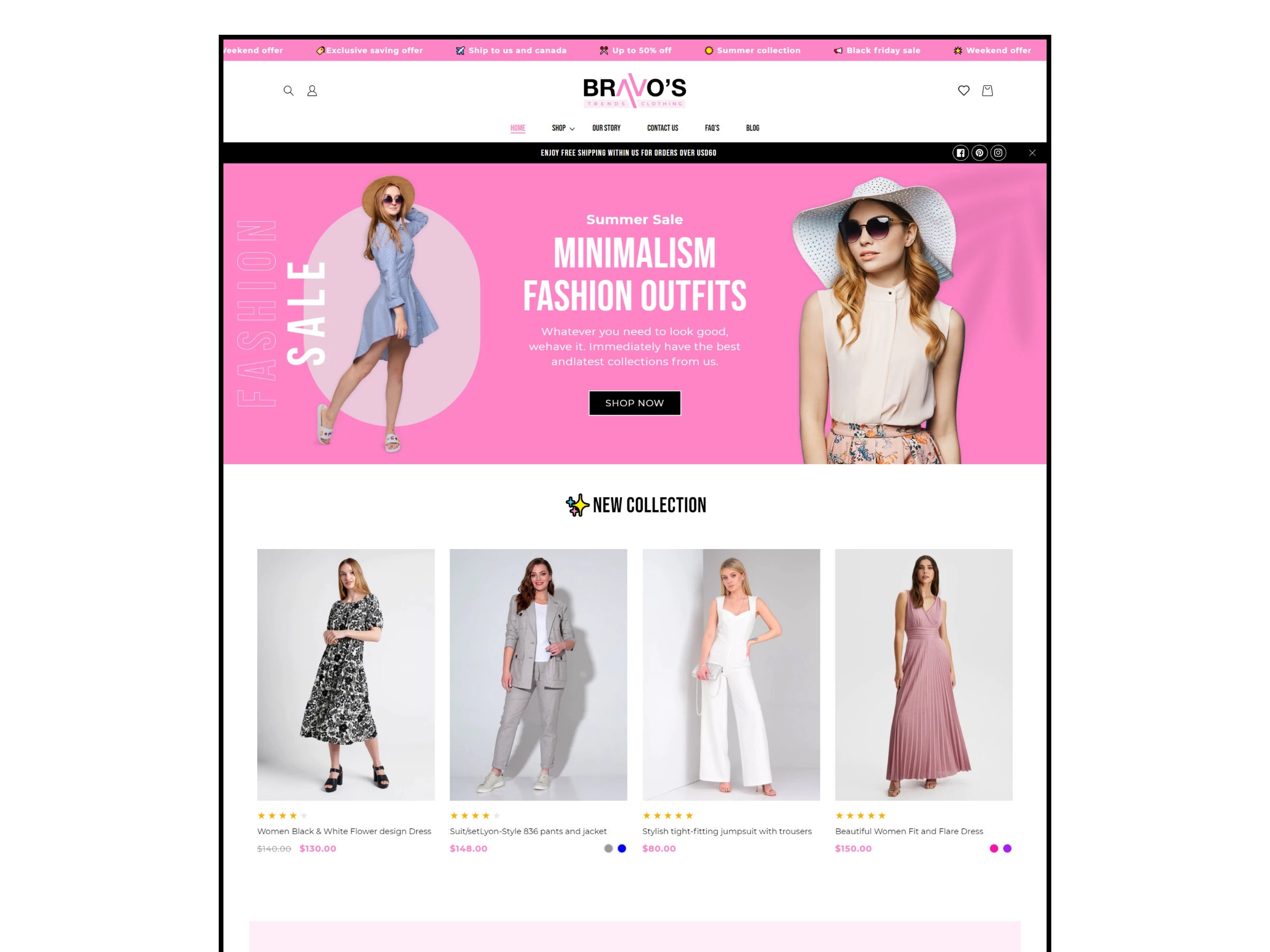 Pink Shopify Women Clothing Shopify Minimal Theme Clean - Etsy