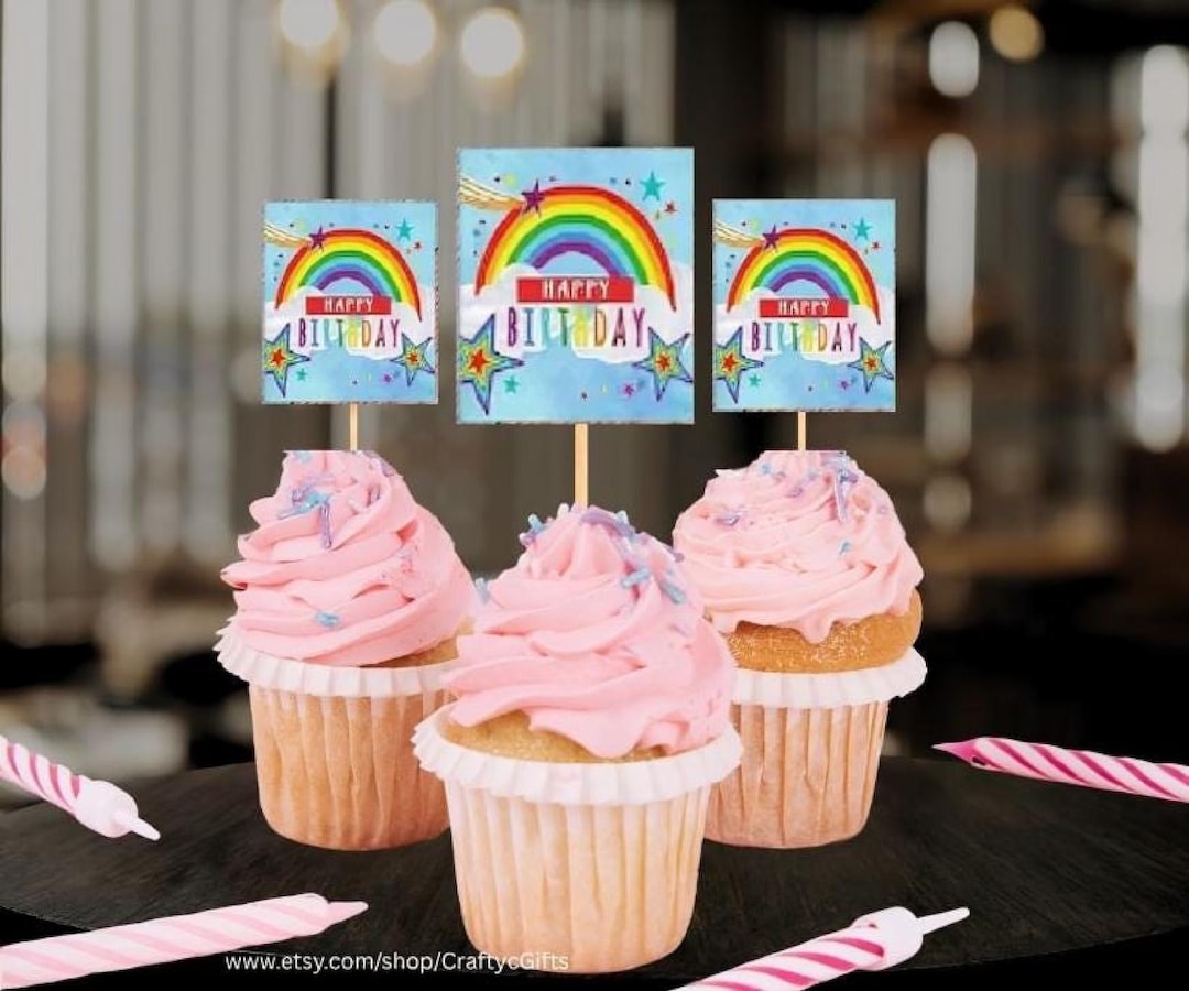 LGBTQ Pride Cupcake Toppers - Rainbow Party Picks for Coming Out ...